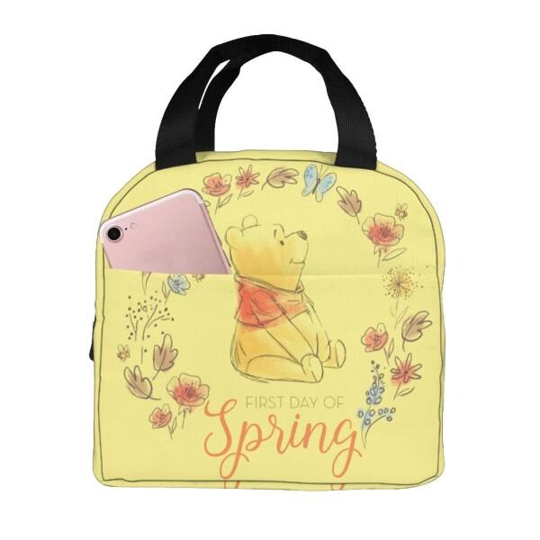 くまのプーさん 保冷 がま口 ランチバッグ ブラック お弁当箱 保温 保冷バッグ ファスナー付き コンパクト お弁当袋 ソフトクーラーバッグ トート・エコバッグ商品コード：55077833343カラー：イエロー