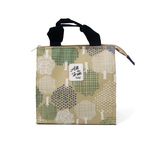 (SWINGPLUS) 保冷バッグ ランチバッグ ランチトート 簡易保冷 保冷剤 保冷保温 弁当箱 マチあり 小型 内ポケットあり W22×H22×D12 (WOOD柄（イエロー）)商品コード：55077833370型番：822900サイズ...