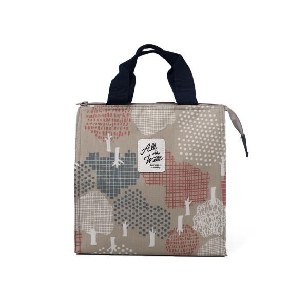 (SWINGPLUS) 保冷バッグ ランチバッグ ランチトート 簡易保冷 保冷剤 保冷保温 弁当箱 マチあり 小型 内ポケットあり W22×H22×D12 (WOOD柄（ベージュ1）)商品コード：55077833372型番：822900サイ...