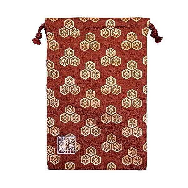 千糸繍院 西陣織 金襴 巾着袋（裏地付き） 唐茶金六角 中サイズ商品コード：55077833644型番：SSKF-062M京都・西陣織の金襴生地で仕上げた当店オリジナルの巾着袋(裏地付き)です。前面左下に当店ロゴ古印文字の刺繍を施しており、...