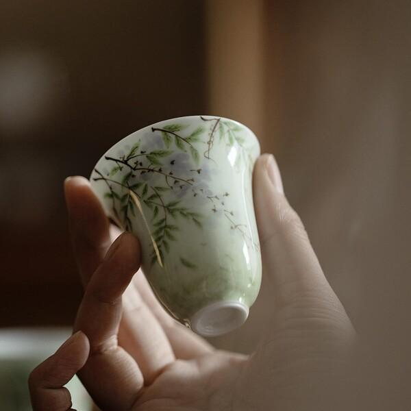 Pedoleco 中国茶器 品茗杯 70ml 藤花 手描き 釉下彩 茶碗 ミニ 小型 ティーカップ 茶道具 手作り 茶器 茶杯 景徳鎮セラミックス 陶器 (品茗杯70ml)商品コード：55077836207型番：DRR-102サイズ：品茗杯...