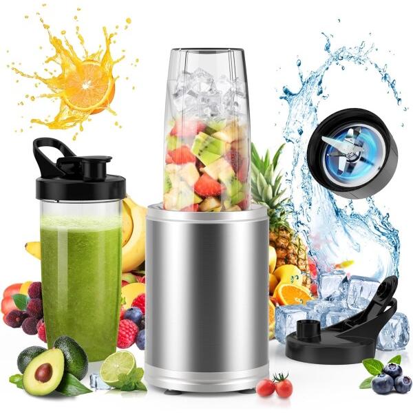 ミキサー スムージー ジューサー juicer blender mixer 氷も砕ける 1000Wハイパワー 800ml大容量カップ*2 高速回転 30000r/min 6枚刃 果物/野菜/離乳食/ミルクセーキ お手入れが簡単 持ち運び 安...