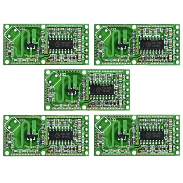 Hailege 5個セット RCWL-0516 RCWL 0516マイクロ波レーダーセンサー人間センサーボディセンサーモジュール誘導スイッチモジュール出力3.3V商品コード：55077838004型番：H-A-1604伝送信号処理制御チップ...
