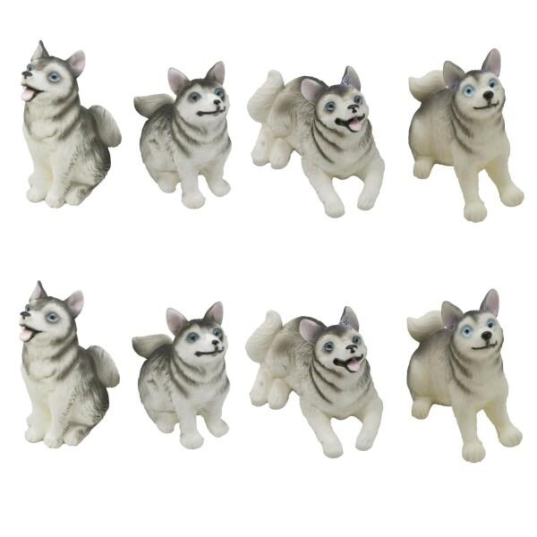 Pinenjoy ミニチュア犬 ハスキー彫像 動物 フィギュア ハスキーの置物 犬の置き物 小さなワンちゃん 犬モデル 犬のケーキ飾り DIY 人形の家 微景観 誕生日の装飾 プレゼント お土産 8匹 3-5cm商品コード：55077844...