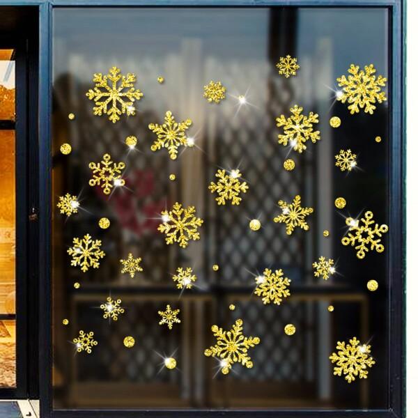 Charming Club Gold-72-S4 Wall Stickers, Christmas Decorations, Static Cling Stickers, Windows, Removable, Glass, Gift, N...
