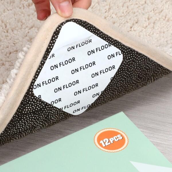 Home Techpro 12 PCS Gripper for Rug for Hardwood Floors, Double Sided Reusable Under Rug Carpet Tape Stickers, Rug Anti ...