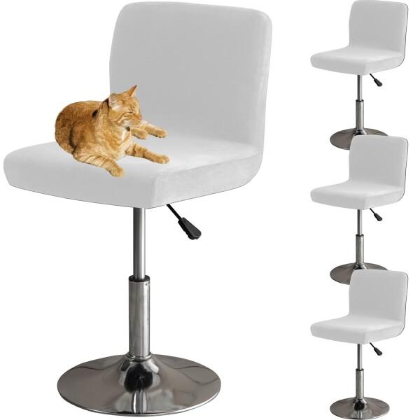 HOMECOVER カウンターチェアカバー 背もたれ付き, ストレッチ フランネル ファブリック バースツールカバー 取り外し可能 ローバックレスト 回転 椅子カバー-白-4枚商品コード：55077848998型番：FI2FF322222L...