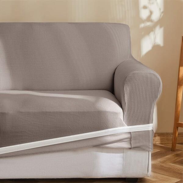 Topfinel ソファーカバー 3人掛け 肘付き 無地 北欧風 ストレッチ フィットタイプ 伸縮素材伸び良く 滑り止め 柔らかい 犬 猫 傷 防止 超便利 四季適用(タウプ)商品コード：55077850083型番：SC012Taupe11...