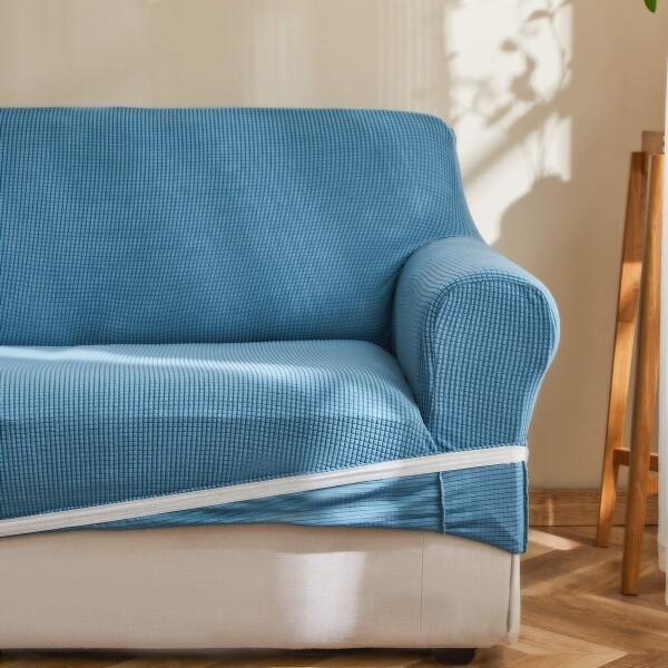 Topfinel ソファーカバー 3人掛け 肘付き 無地 北欧風 ストレッチ フィットタイプ 伸縮素材伸び良く 滑り止め 柔らかい 犬 猫 傷 防止 超便利(ブルー)商品コード：55077850099型番：SC012LTBlue9#-Lサイ...
