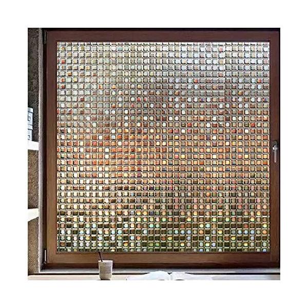 Rabbitgoo 窓ガラス目隠しフィルム 目隠しシート 窓用フィル ガラスフィルム 断熱 リメイク ガラス 飛散防止シート無接着剤 貼ってはがせる 窓用フィルム シール ステンドグラス 窓に貼るカーテン 外から見えない 平たな面に適用 モ...