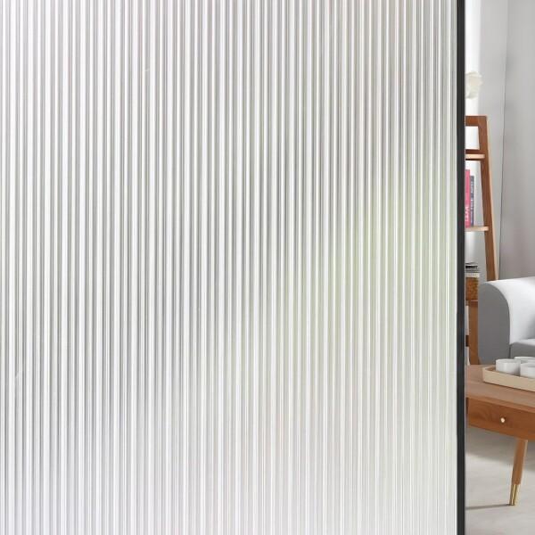 窓用フィルム 目隠しシート 断熱シート窓 防寒 水で貼る 剥がせる 飛散防止 台風対策 ガラスフィルム 浴室 玄関 食器棚 などに適用する(朧げな縞 90cmx300cm)商品コード：55077896614型番：MSMサイズ：90cm X ...