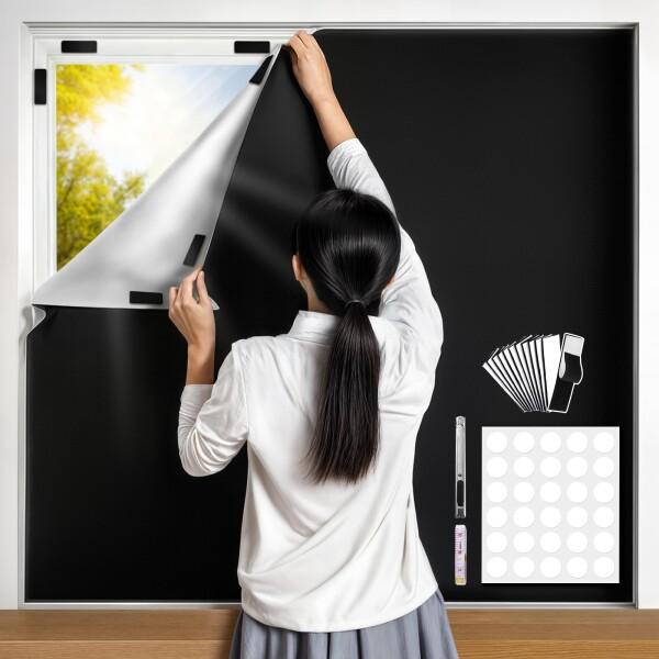 DARUITE 遮光シート 布 窓ガラス目隠しシート断熱 遮熱 UVカット 紫外線カット 窓断熱 日除け 目隠しシート 日差し 西日対策 窓遮光シート 防水機能 日焼け防止 貼り付け簡単リビングルーム 寝室に最適 黒 1.5×2m商品コード...