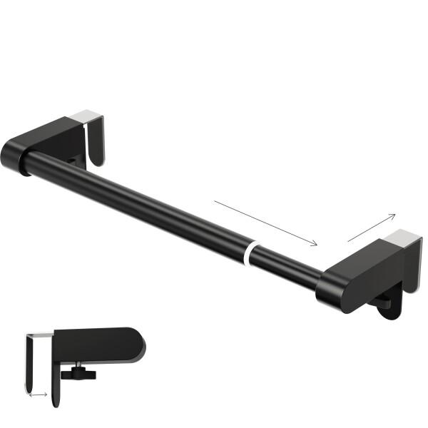 VEHHEタオルハンガー長さ調節可能 | 約W26.2~43.2×?D7.3~10.3×?H6cm | 取り付け幅が自由に伸縮、扉にぴったりフィットします | ステンレスタオル掛け (ブラック | 工具なしで取り付け)商品コード：55077...