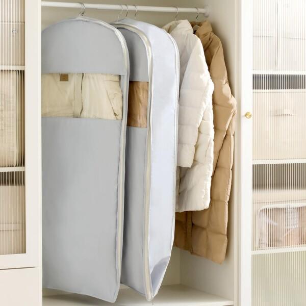 TIANZONG 衣類カバー 洋服カバー スーツカバー 透明窓付き ファスナー圧縮 耐久性 ロング 形崩れ防止 洗える 防塵防湿 (Grey, XL 2枚組)商品コード：55077903134型番：GarmentBagサイズ：XL 2枚組カ...
