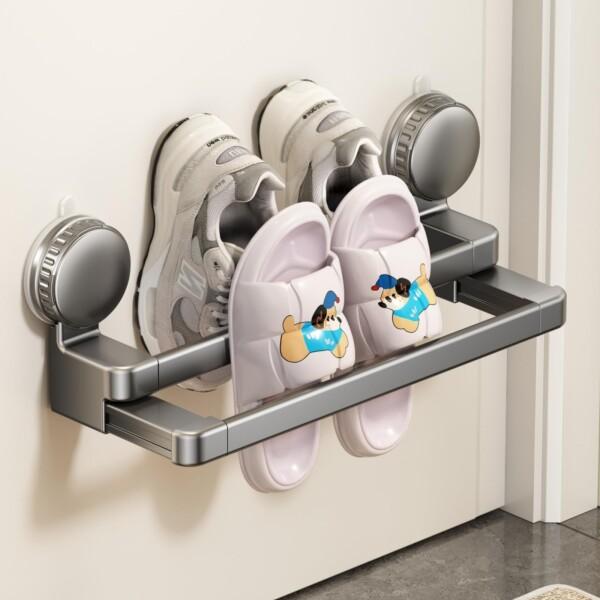 スリッパラック 粘着吸盤 スリッパ立て 壁掛け 靴下収納 金属 シューズラック 玄関 スリッパホルダー グレイ スリッパスタンド 伸縮 浴室用 防水防錆 30cm商品コード：55077903216型番：XPTXJ-QH-30CMサイズ：12...