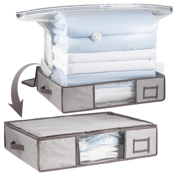 CLEVHOM 圧縮袋 圧縮ボックス 布団収納ケース 衣類圧縮 羽毛布団収納袋 ふとん 折りたたみ式 大きいボックス 一体型 ぬいぐるみ 季節転換 省スペース 繰り返す利用可能 掃除機対応 カビ ダニ対策 防塵 防湿 引越し 衣替え 整理用...