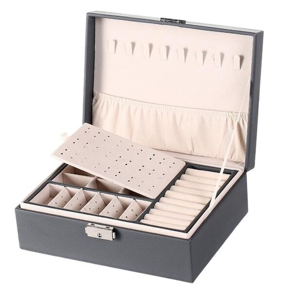 PRETOLE ジュエリーボックス アクセサリー収納ケース 女性 PUレザー おしゃれ 大容量 シンプル 2層 宝石箱 鍵付き 着脱式の仕切り付き 持ち運び 小物入れ ピアス ネックレス 指輪 イヤリング 母の日 クリスマス 結婚式 記念日...