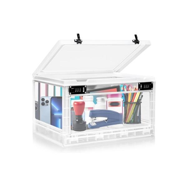 WayPonDEV 収納ボックス ロック付き 自律向上・集中力強化用 スマホやゲーム機器最適 パスワードロック付き冷蔵庫透明収納ボックス、薬箱、化粧品ボックス (ホワイト)商品コード：55077908466型番：GGDPSNHTWサイズ：3...