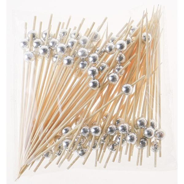 Desirable カクテルピック カクテルピン フルーツピック ケーキトッパー ピック 菓子 果物 飾り パーティー用 約100本セット (銀飾り)商品コード：55077913127型番：D-1263カラー：銀飾り高品質の木材、環境にやさ...