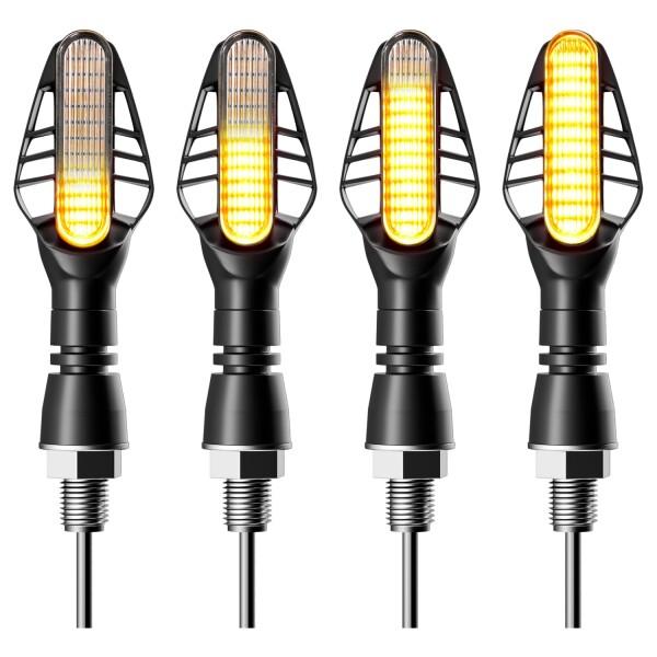 Alopeeの順次点灯式 バイク ウインカー Led 12V - IP65はオートバイのダートバイクATVのゴルフカートのための前部および後部回転信号ライト高い可視性の普遍的な適合を防水する(4パック)商品コード：55077940113型番...