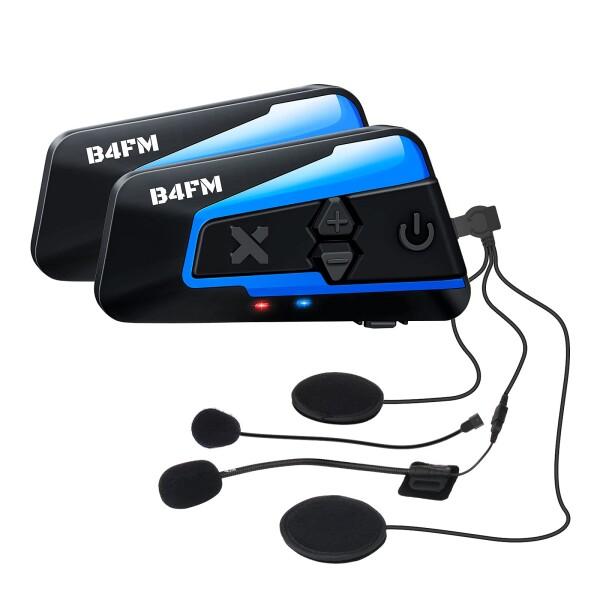 LX-B4FM バイク インカム 10人同時通話 Bluetooth 5.0 防水 ヘルメット用インコム FMラジオ 音楽共有 Siri対応 IP67防塵防水 21時間連続通話 スマホ接続 2種類マイク付属 日本語説明書 2台セット商品コー...