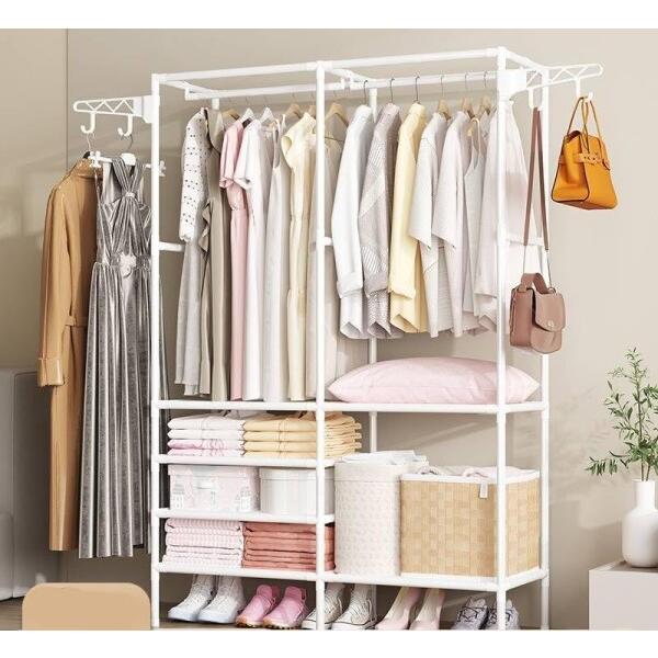 多機能 ハンガーラック 洋服ラック マルチファンクション 家庭用収納ラック 簡単組立スチール 大容量-4つのサイズホワイト(ホワイト2列)商品コード：55078005790型番：FBAZH1-RY30023-2サイズ：ホワイト2列カラー：ホ...