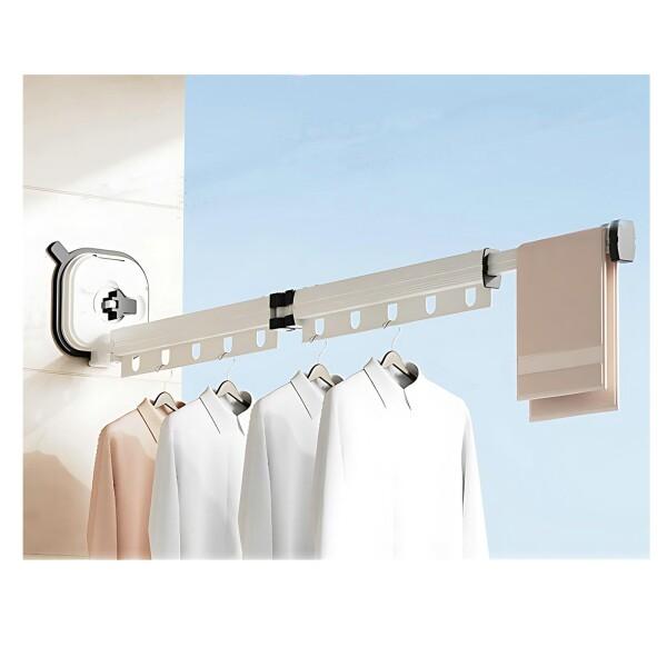 BESSTER 吸盤壁掛折りたたみ物干しラック 室内物干し 折畳み 室内家庭用バルコニー 穴あけ不要 部屋干し ラック 伸縮物干しポール アルミニウム合金素材 梅雨対策 吸盤乾燥ラック 寝室 バスルーム 折りたたみハンガー 省スペース 壁掛...