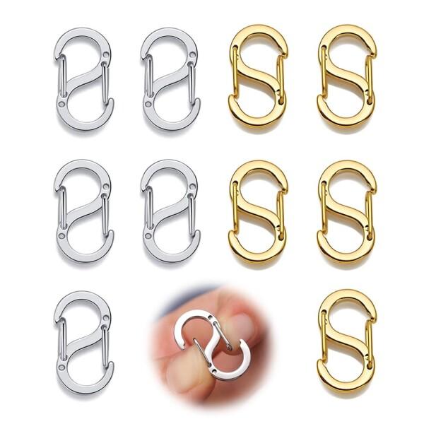 (MILANQW) ステンレス S字カラビナ 小 12mm 10個セット（シルバー5+ゴールド5） ミニカラビナ DIY 手芸 留め具 ネックレス アクセサリー部品 軽量 小型商品コード：55078125196型番：MILANQW-RC12...