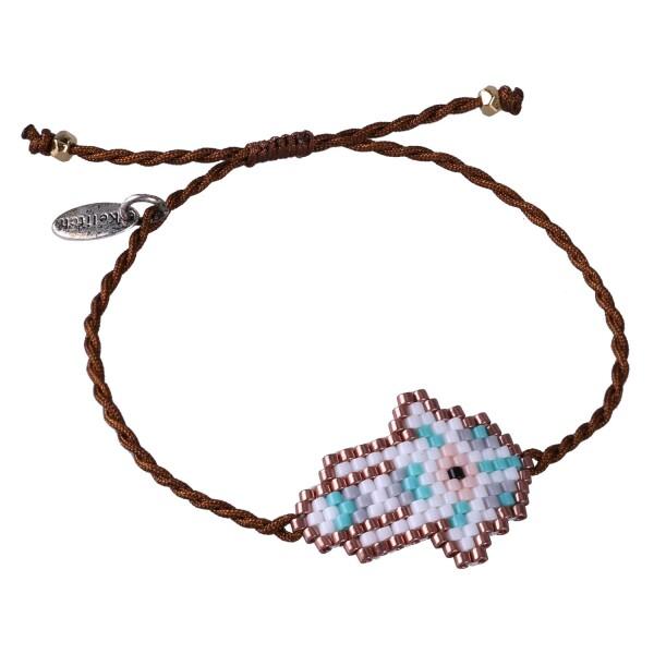 KELITCH 編み込み コード 紐 ブレスレット ビーズ オリジナル 手のひら チャーム ブレスレット 白色商品コード：55078129048