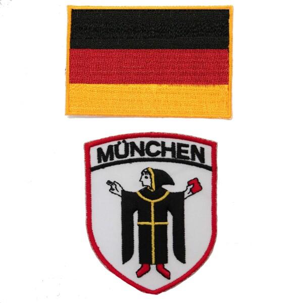 All Splendid  - ドイツ ミュンヘン シティ バッジ エンブレム パッチ 刺繍 パッチ + ドイツ 国 国フラッグ パッチ 世界 フラッグ バッジ 国際 服に付ける Germany Munchen City Badge Shi...
