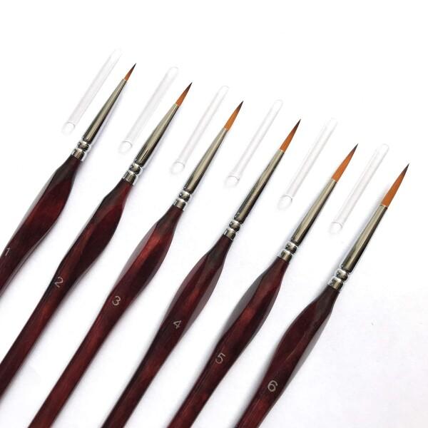 ONE HAPPY CHOICE 6ピース 細 ディテール ペイント ブラシ セット エルゴノミック ハンドル と ポーチ バッグ付き プロアート ミニチュア 趣味 スケール モデル ペインティング用 アクリル 油 水彩商品コード：5507...