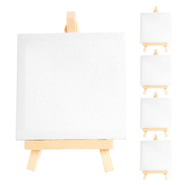 SATOMO 折りたたみ 木製 イーゼル付きミニ キャンバス セット 絵画練習や展示用に最適 10cm角 正方形 (ホワイト×ナチュラル, 10×10/8×15)商品コード：55078136873型番：A112サイズ：10×10/8×15カ...