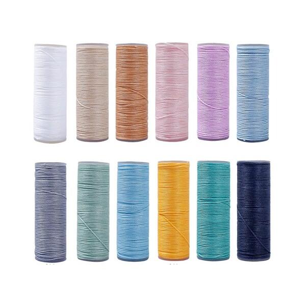 蝋引き糸 0.55mm ロウビキ ワックスコード 蝋引き紐 極細 レザークラフトとマクラメ用12色セット工具 手縫い 編み 手芸 紐 DIY 糸 ろう引き糸 (B)商品コード：55078137493型番：K−LXー0-55サイズ：0.55m...