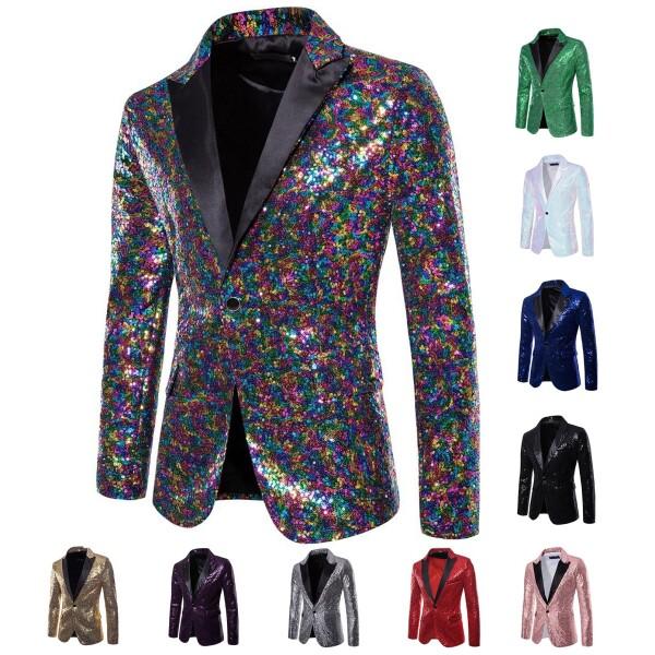 (Baestappy) パーティータキシード 司会 ダンス衣装 バー衣装 コスプレ忘年会・新年会・ステージ必備 メンズ スパンコール プロム・パーティ・フォーマル 華やか光沢デザイン キラキラ商品コード：55078139369型番：A01サ...