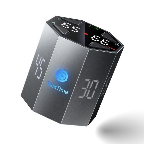 グラデーション 正八角柱 ポモドーロタイマー DIY Time キッチンタイマー キューブタイマー 3段音量調整/静音モード/振動モード Type-C充電 自動電源オフ機能 環境対応型ABS素材 LED HD画面 Pomodoro Time...