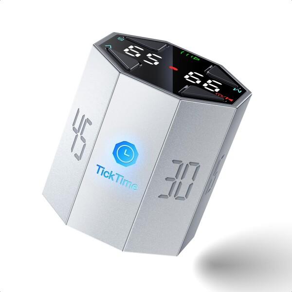 グラデーション 正八角柱 ポモドーロタイマー DIY Time キッチンタイマー キューブタイマー 3段音量調整/静音モード/振動モード Type-C充電 自動電源オフ機能 環境対応型ABS素材 LED HD画面 Pomodoro Time...