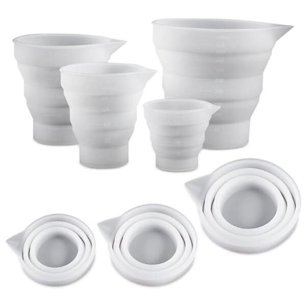 Koonafy 計量カップ ４サイズ 250ML 500ML レジン液用 折りたたみ式 レジン型 シリコン 折りたたみ計量カップ 手芸品 ソフトモールド おしゃれ カップ シリコン型 ハンドメイド 軽量用 エポキシ樹脂 粘土樹脂 プレゼント...