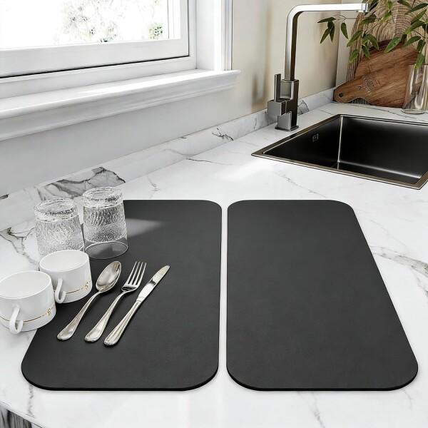 Vinnatsu 水切りマット キッチン 吸水マット 抗菌 速乾吸水マ ット キッチン ハード あっちこっち水切り 食器 丸めて収納 30x40cm 洗い替え用 リバーシブル 洗える食器乾燥マットことができ (ライトグレー)商品コード：55...