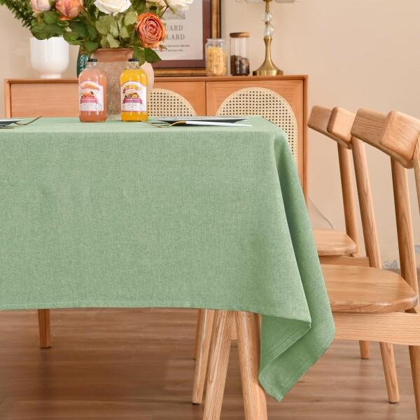 SEASHORE TREE テーブルクロス おしゃれ 140x180cm 類麻 食卓マット テーブル保護 撥水 防水 厚手 無地 テーブルカバー 布 丸洗い可 お手入れ簡単 シンプル 家庭用 北欧 耐熱 長方形 - セージグリーン商品コード...