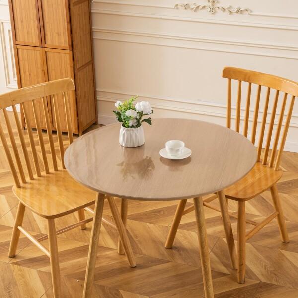 Bloomlover テーブルクロス 円形 エンボス加工 透明 直径 110cm 厚さ1.5mm PVC製 丸い つや消し テーブルマット ビニール テーブルカバー 防水 汚れ防止 撥水加工 (エンボス 1.5mm, 円形 直径110cm)...