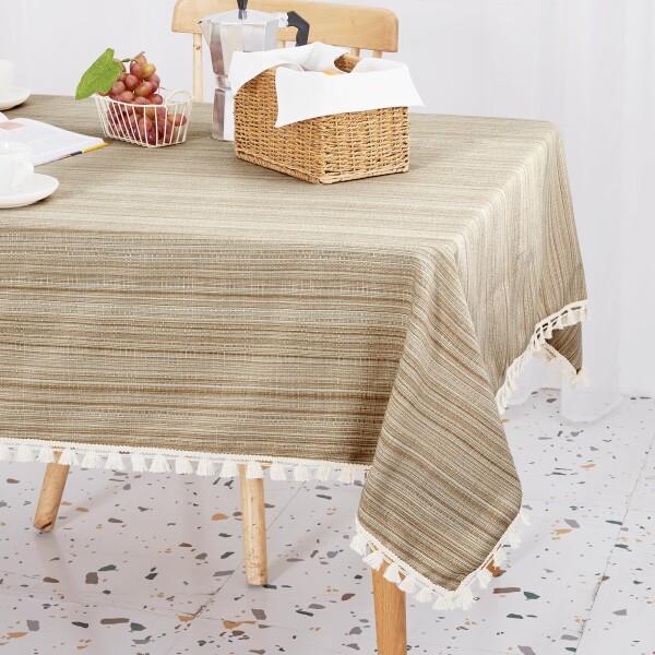 Deconovo テーブルクロス テーブルカバー ダイニングテーブルクロス 長方形 撥水 汚れ防止 タッセル付き 北欧 お手入れ簡単 幅137x丈274cm （ダークカーキ）商品コード：55078154669型番：JPTA11873Y-S1...