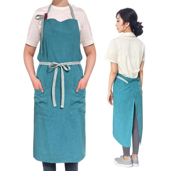 (ASTRALA) エプロン レディース リネン おしゃれ 北欧風 カフェ風 無地 シンプル お尻が隠れる 大きいサイズ 2ポケット付き 男女兼用 首掛け ナチュラル 体型調整可能 かわいい おしゃれ エプロンランキング掲載風商品コード：5...