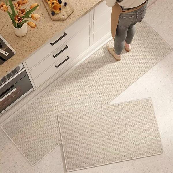 模造サイザル麻絨毯 キッチンマット 超吸水 洗える 滑り止め 屋外玄関マットウ 衝撃緩和 おしゃれ 玄関マット 足ふきマット ウェルカムマット 猫用スクラッチボードフロアマット (アイボリー, 44*180)商品コード：5507815544...