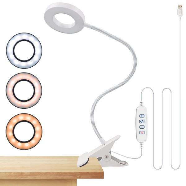 Cosowo クリップライト ledライト メモリー機能 明るい USB給電式照明 読書灯 電気スタンド 3段階調色 10段階調光 5W 70LM 省エネ 卓上ライト デスクライト 360度角度調節 リモコン 折り畳み型 メイク 撮影 補光...