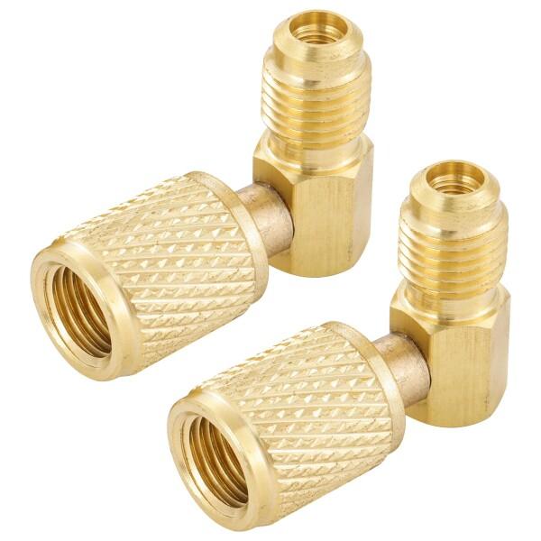 アンチブローバックアダプター、1/4インチSAEスイベルアダプター、90度エルボミニスプリットアダプター 1/4メススイベルx 1/4オスR410A CFC HFC HFC HVAC 冷媒システム用 2PC商品コード：55078161708...