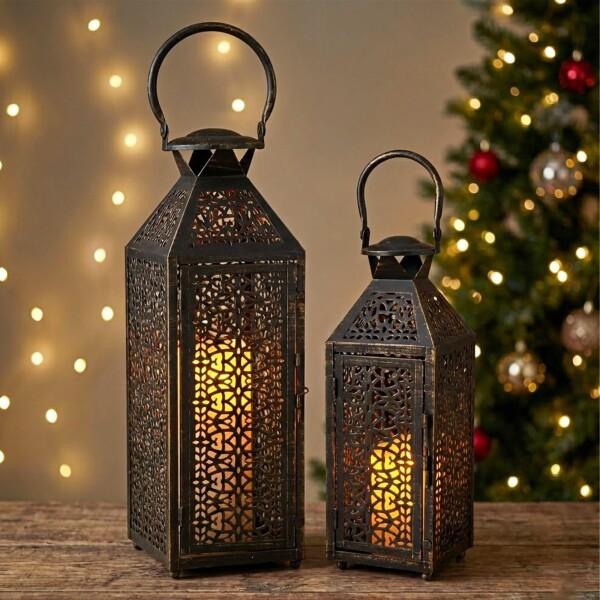 JHY DESIGN 2個セットキャンドルホルダー 高さ36/48cm レトロスタイル メタル キャンドルランタン おしゃれ 間接照明 防風 アンティーク キャンドルスタンド 屋内外照明 おしゃれインテリア雑貨 バー オフイス お部屋 結婚...