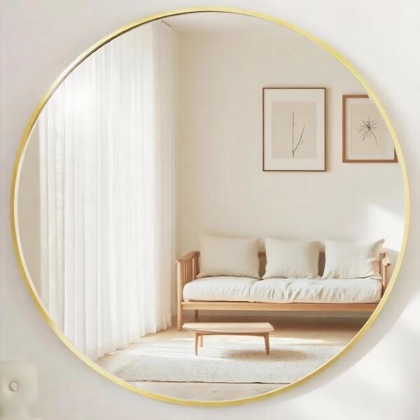 Genjitsu 鏡 壁掛けミラー 丸鏡 壁掛け鏡 洗面台 鏡 壁 洗面鏡 浴室 玄関 洗面所 鏡 化粧鏡 かがみ 円形 鏡 壁掛け 丸(ゴールド,直径30cm)商品コード：55078166644型番：Gold-30cmサイズ：長さ30 x...