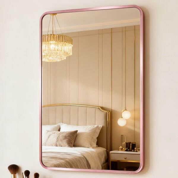 Browgrow 鏡 壁掛けミラー ウォールミラー 壁掛け鏡 矩形鏡 バスルームミラー 浴室鏡 玄関鏡 アルミフレーム 化粧鏡 玄関 洗面 トイレおしゃれミラー 壁飾り 化粧 メイク(金銅色 40cm*60cm)商品コード：55078166...