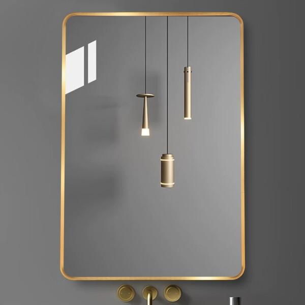 Browgrow 鏡 壁掛けミラー ウォールミラー 壁掛け鏡 矩形鏡 バスルームミラー 浴室鏡 玄関鏡 アルミフレーム 化粧鏡 玄関 洗面 トイレおしゃれミラー 壁飾り 化粧 メイク(ゴールド 40cm*60cm)商品コード：5507816...