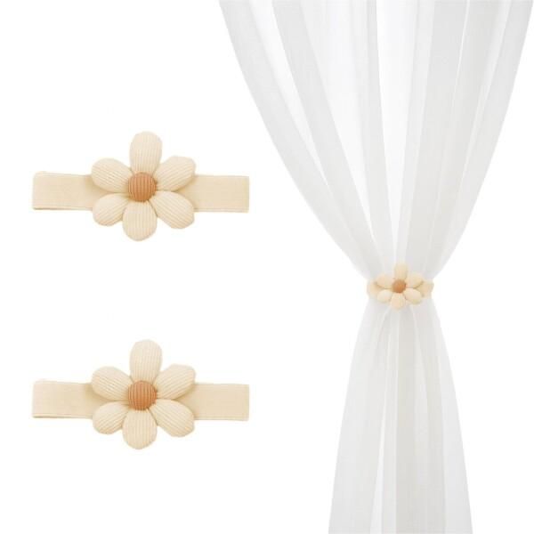 NazyJnn 花柄カーテンタッセル 北欧風 おしゃれ カーテン留め マグネット不要 ボタン式 長さ調節可能 2タイプ選べる ナチュラルインテリア 2本セット商品コード：55078169574型番：Najjlb02サイズ：単花カラー：ベージ...